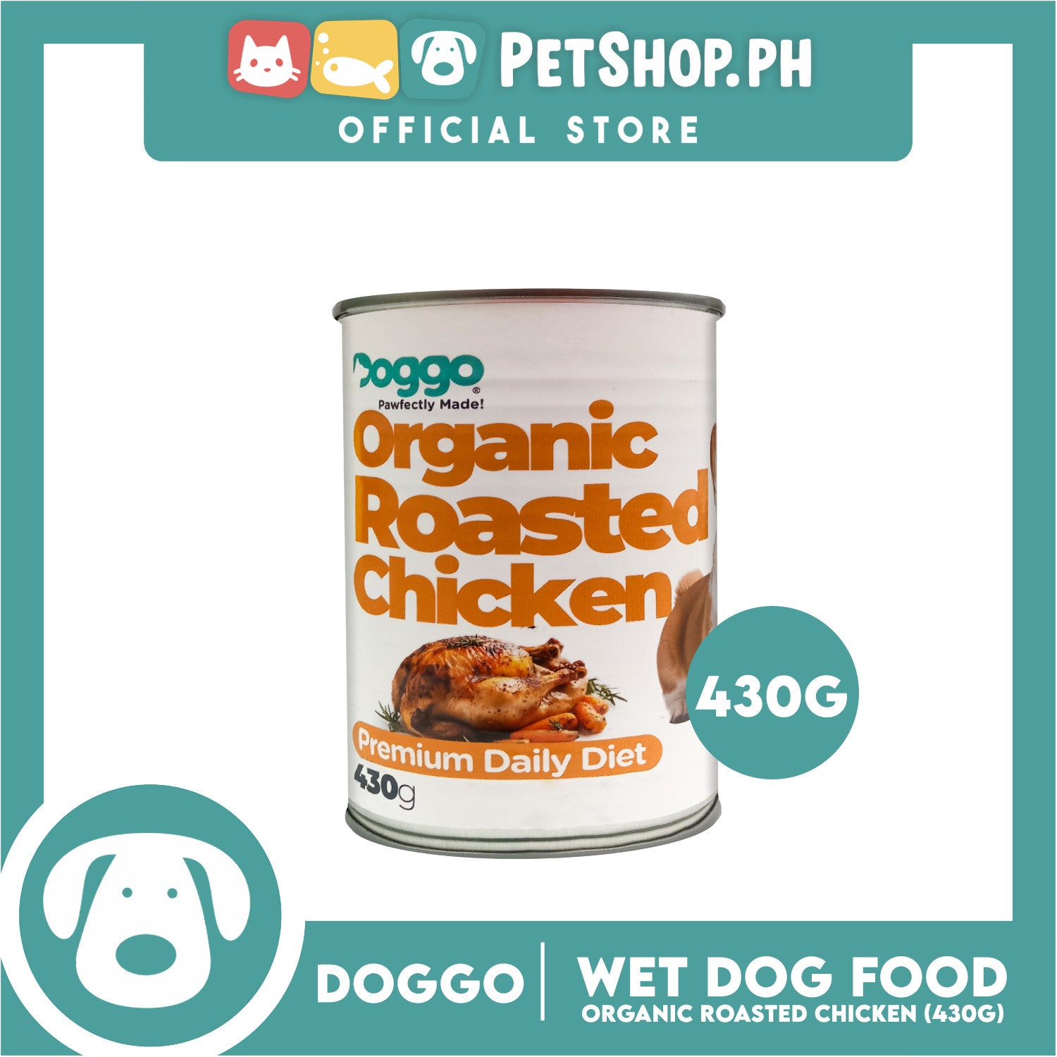 Doggo Organic Rosted Chicken Canned Dog Food (430g) – Petshop.PH