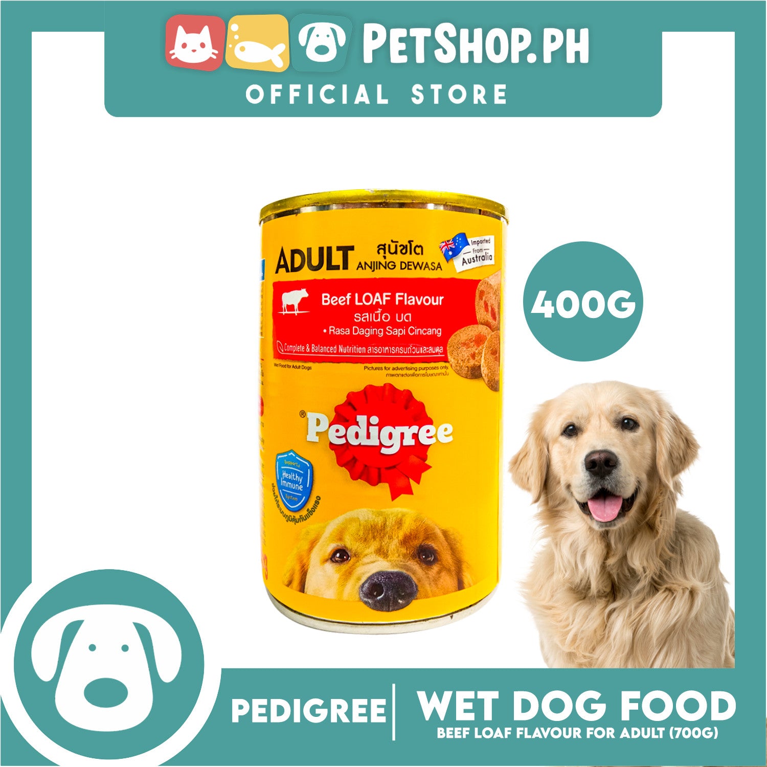 Pedigree Beef Loaf Flavour 400g For Adult, Canned Dog Food – Petshop.PH