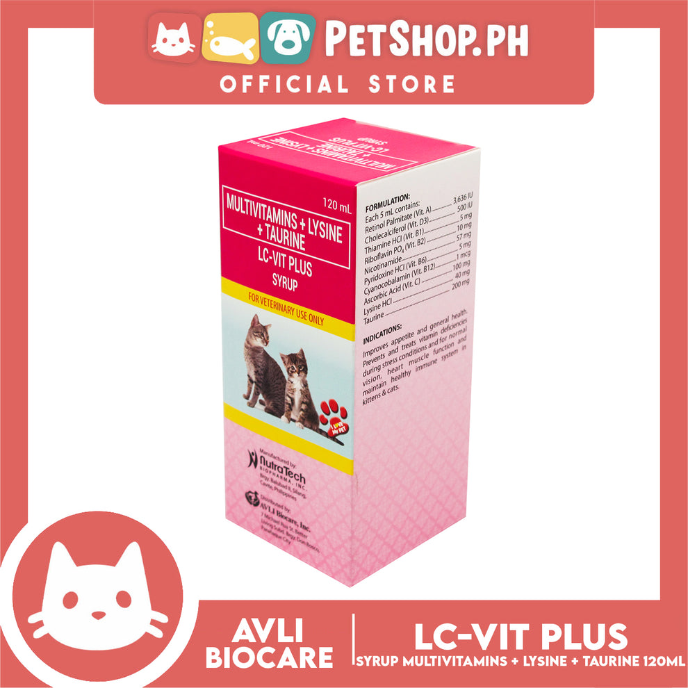 LC-VIT Plus Syrup Multivitamins + Lysine + Taurine 120ml – Petshop.PH